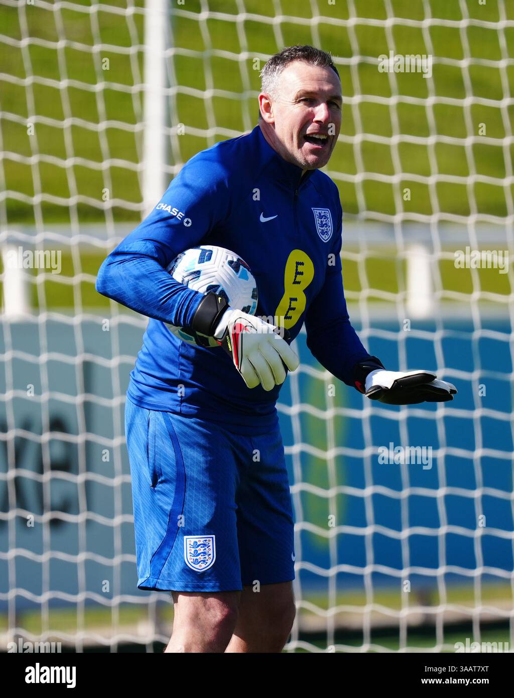 England gaolkeeping coach Darren Ward during a training session at St ...