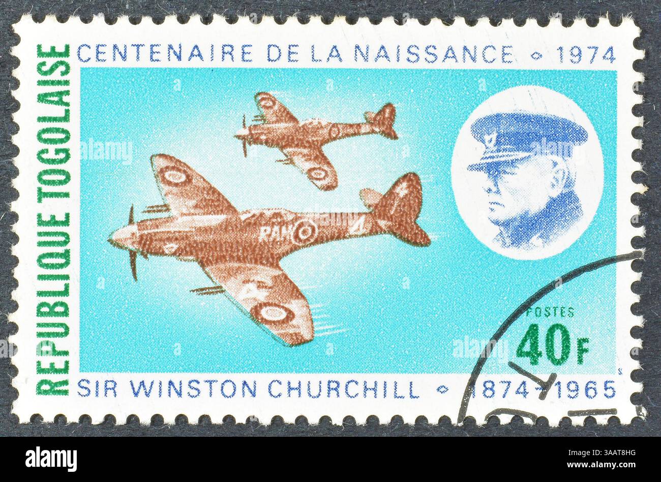 Cancelled postage stamp printed by Togo, that shows Sir Winston ...