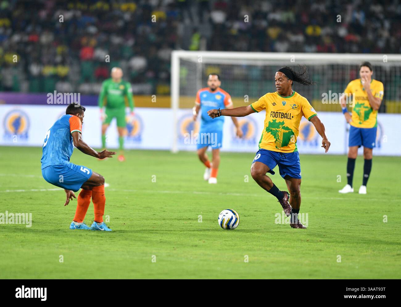 Chennai, India. 30th March, 2025. Brazil Legends Triumph Over India All-Stars 2 - 1 in Thrilling ...