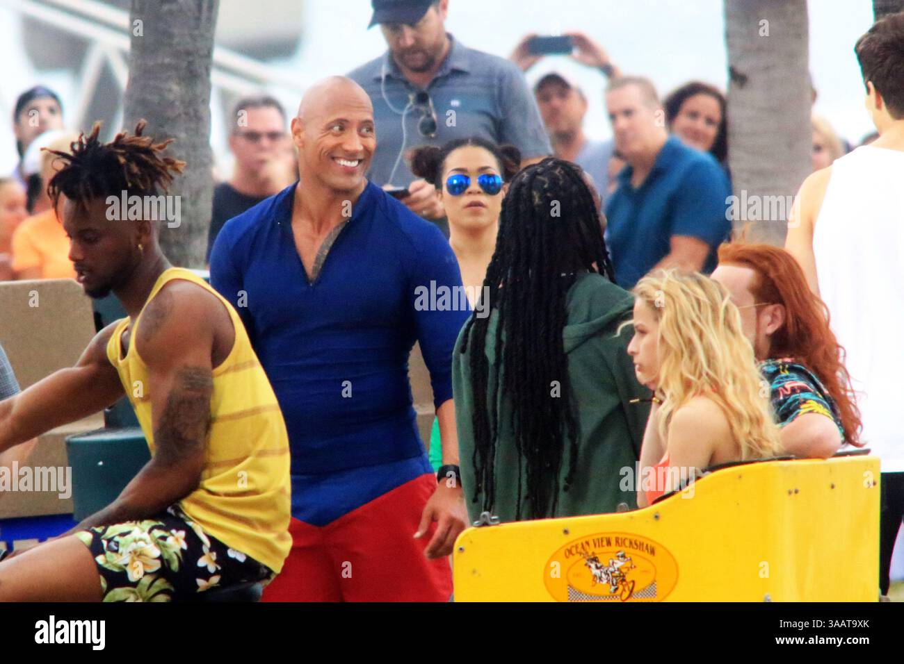 BOCA RATON, FL - FEBRUARY 24: Actor Dwayne Johnson on the beach filming ...