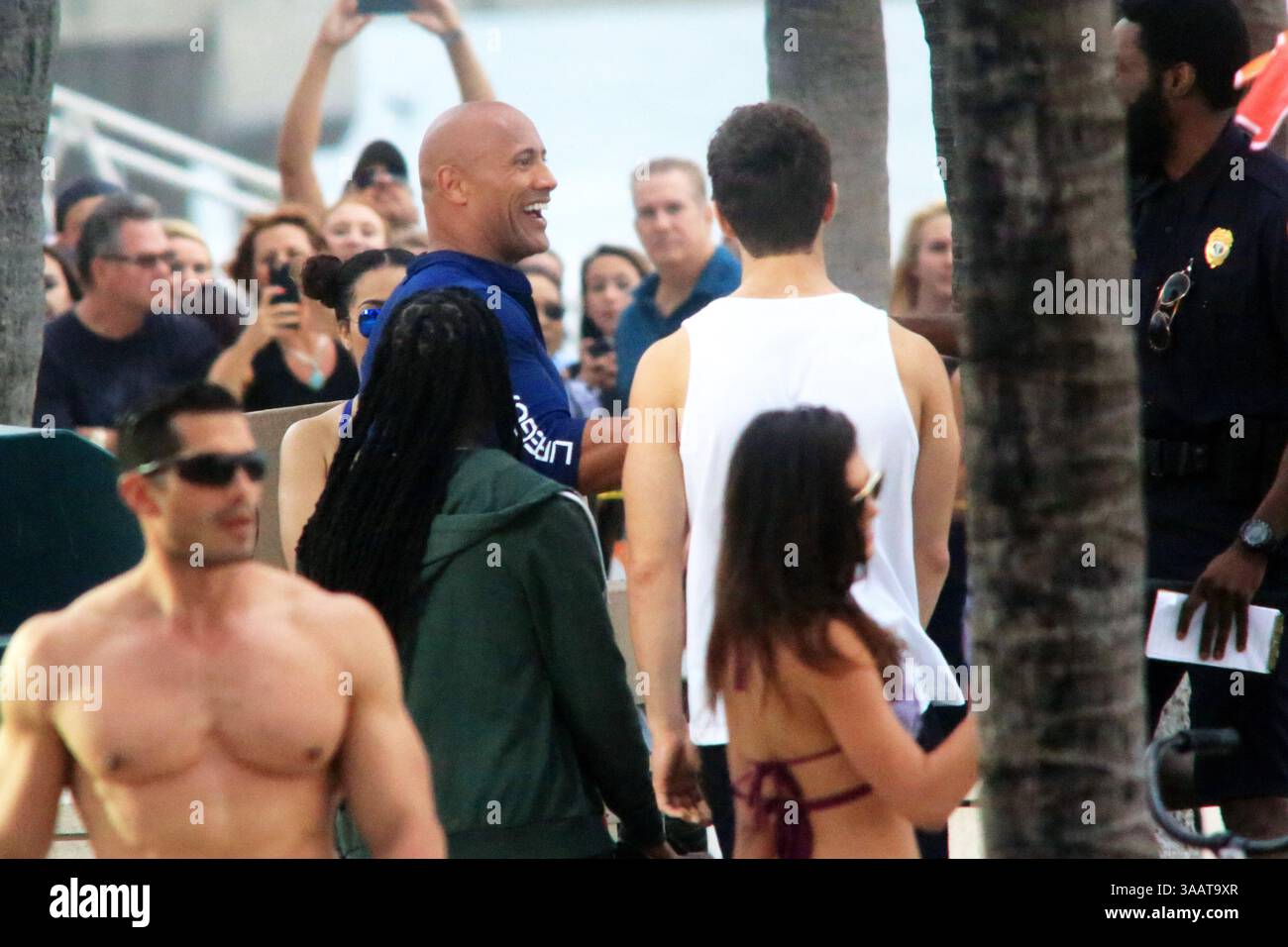 BOCA RATON, FL - FEBRUARY 24: Actor Dwayne Johnson on the beach filming ...