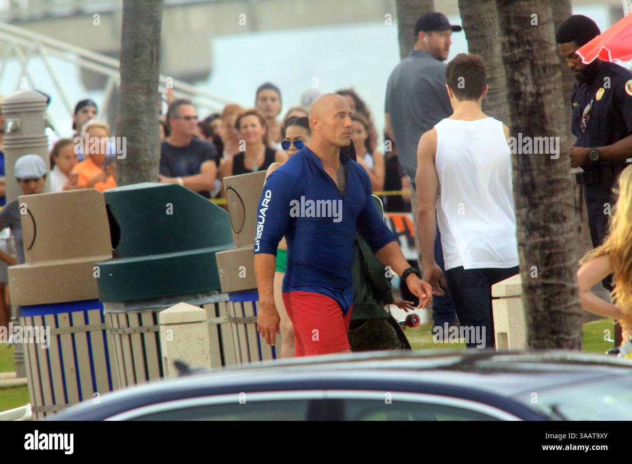 BOCA RATON, FL - FEBRUARY 24: Actor Dwayne Johnson on the beach filming ...