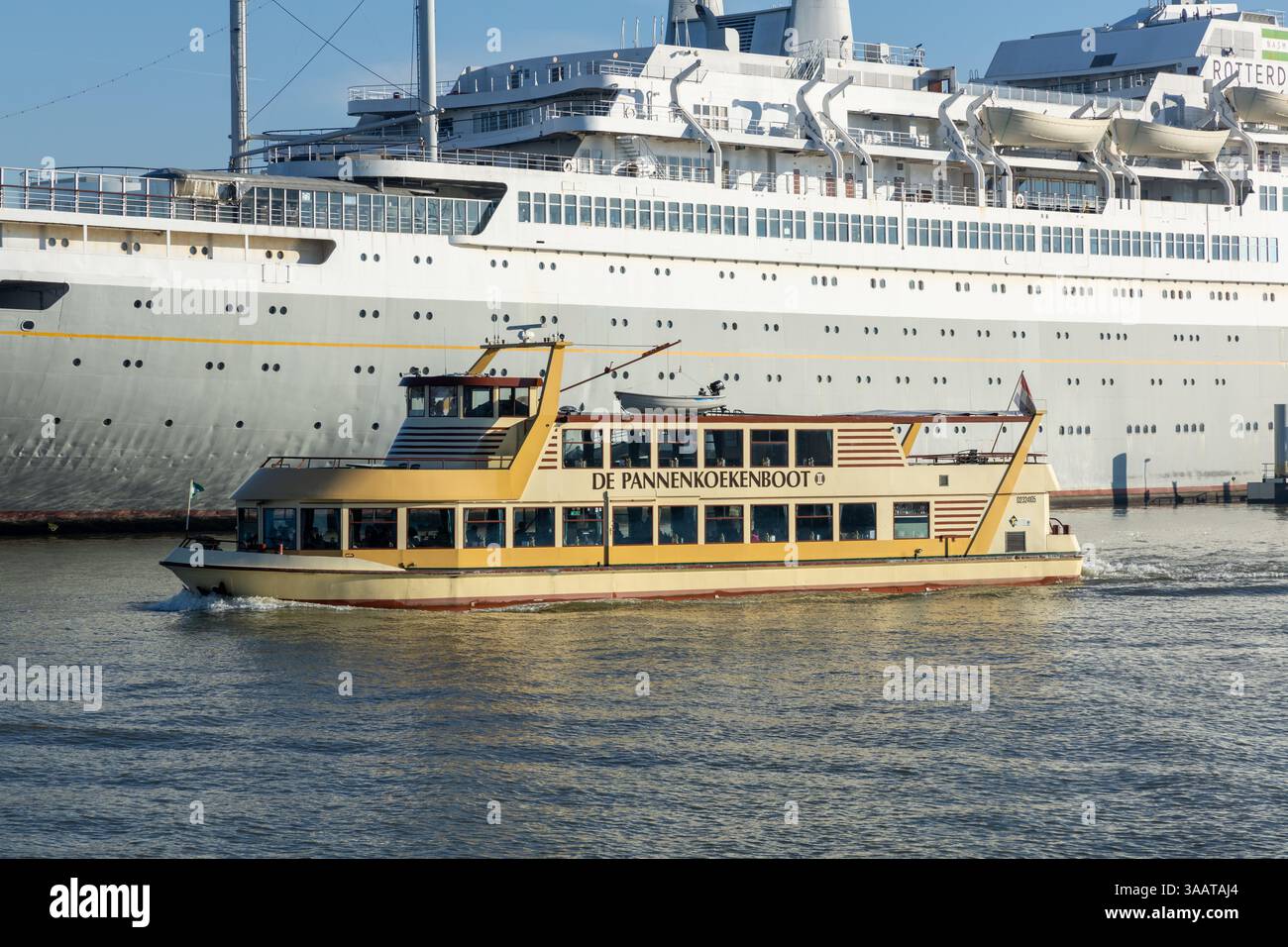 Rotterdam, the Netherlands. 02 February 2025. Pannenkoekenboot Next to ...