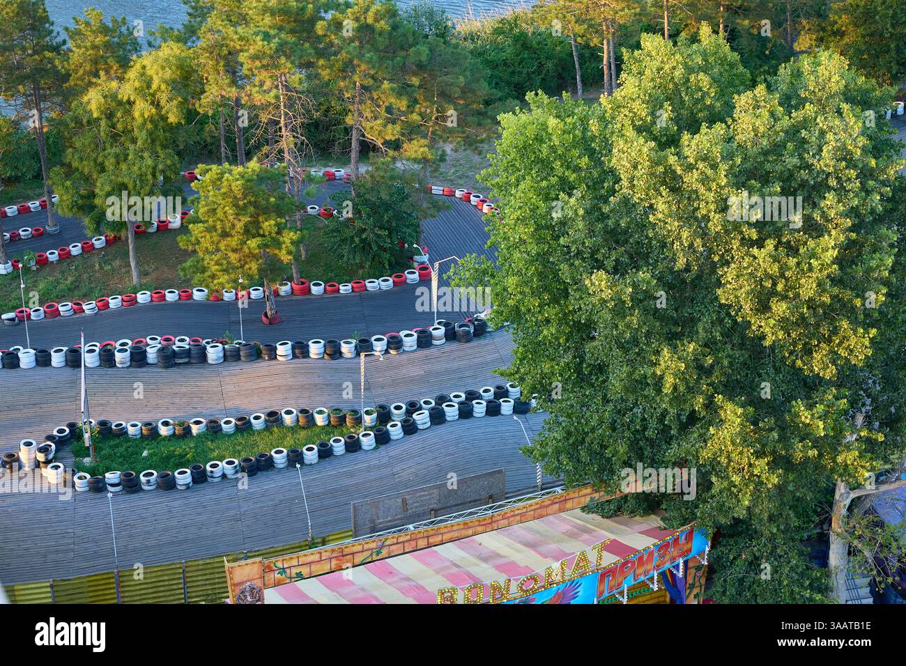 ANAPA, RUSSIA - August 25, 2025 - Aerial view of an empty go-kart ...