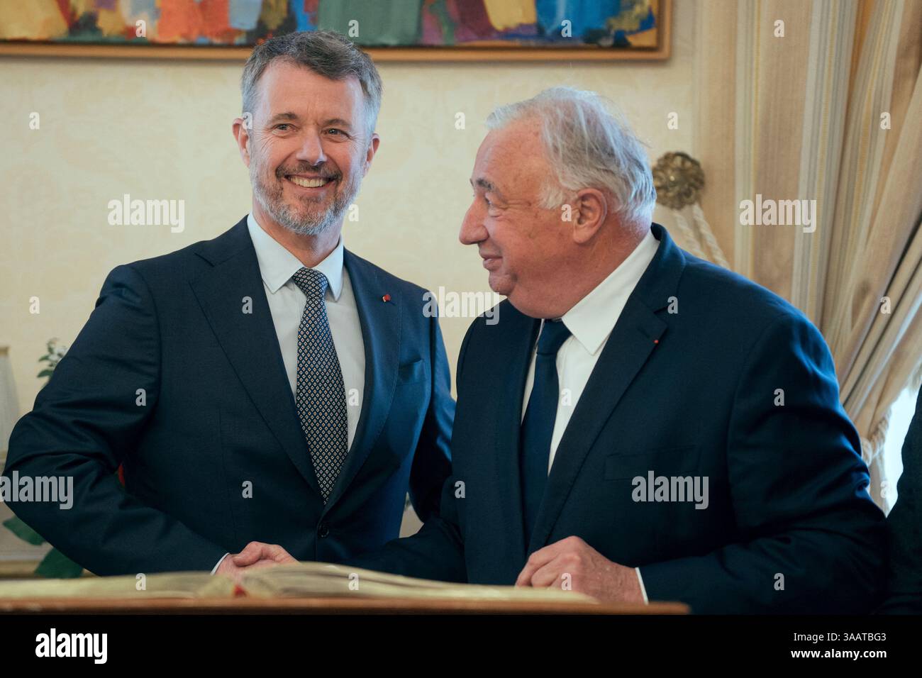 French Senate President Gerard Larcher receives King Frederik X of ...
