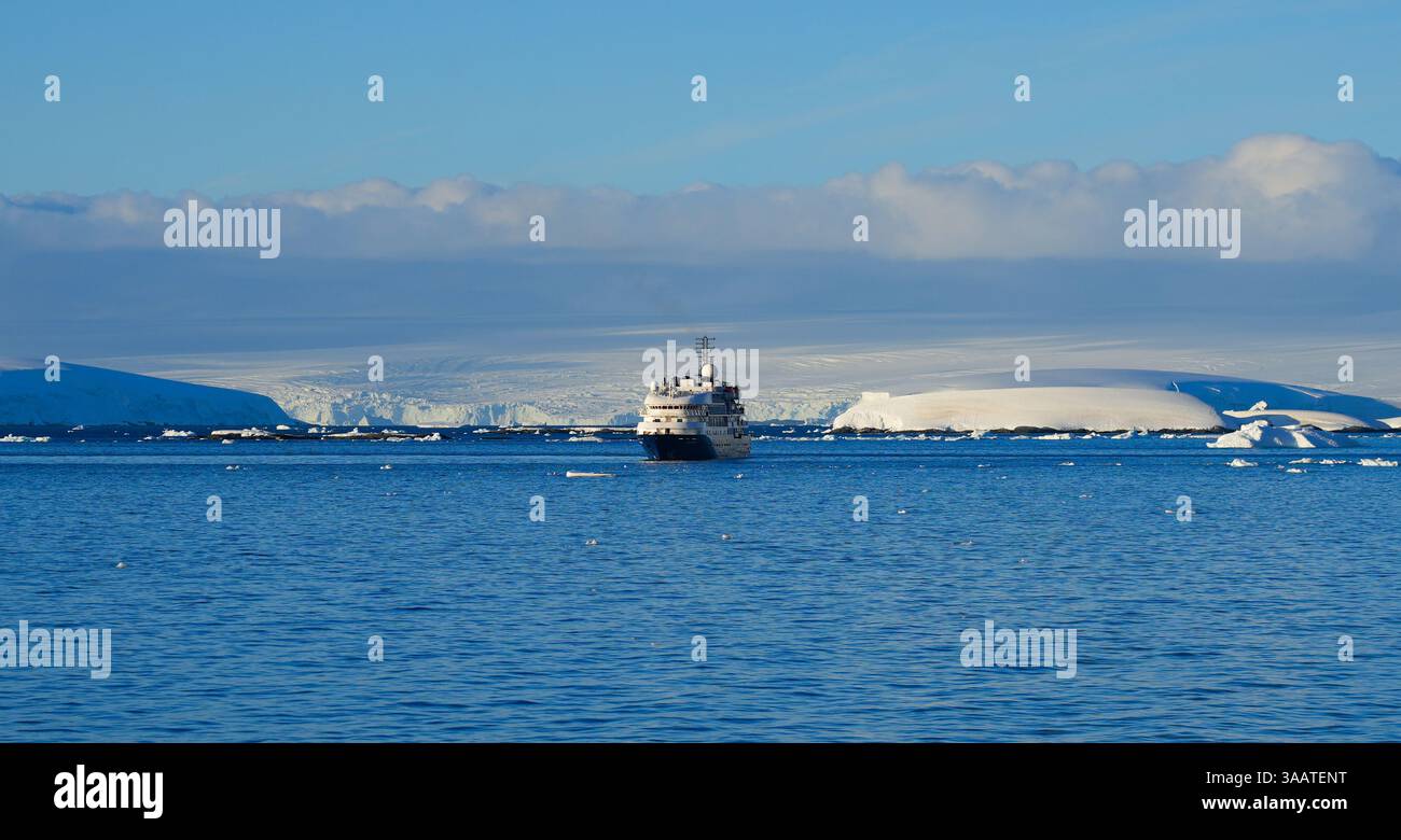 Cruise Ship entering Lemaire Channel off the coast of Antarctica ...