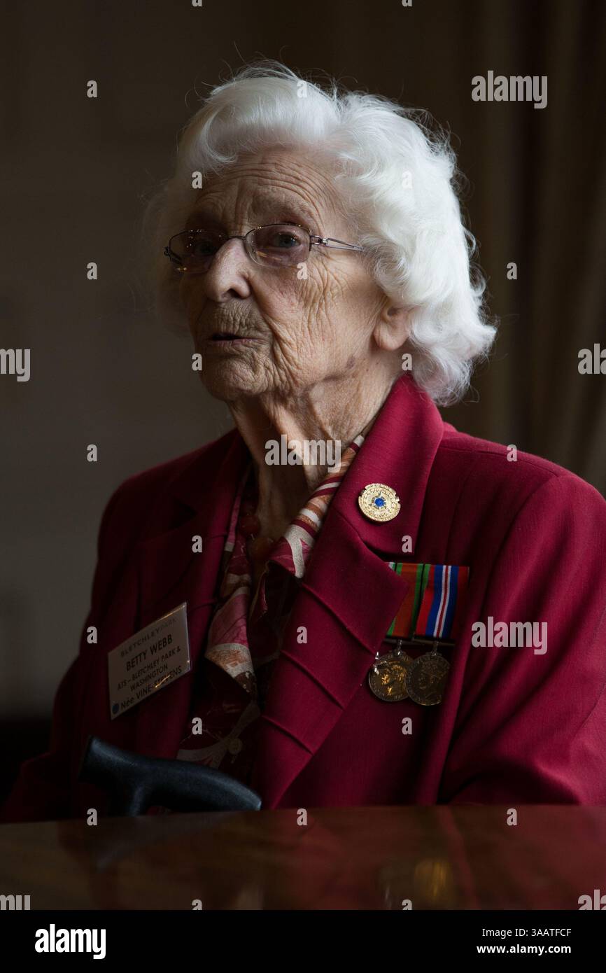File photo dated 03/09/17 of Betty Webb, a typist during WWII and later ...