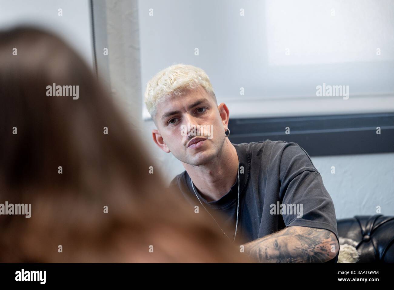 Singer Marc Segui poses for Europa Press at the Warner España ...