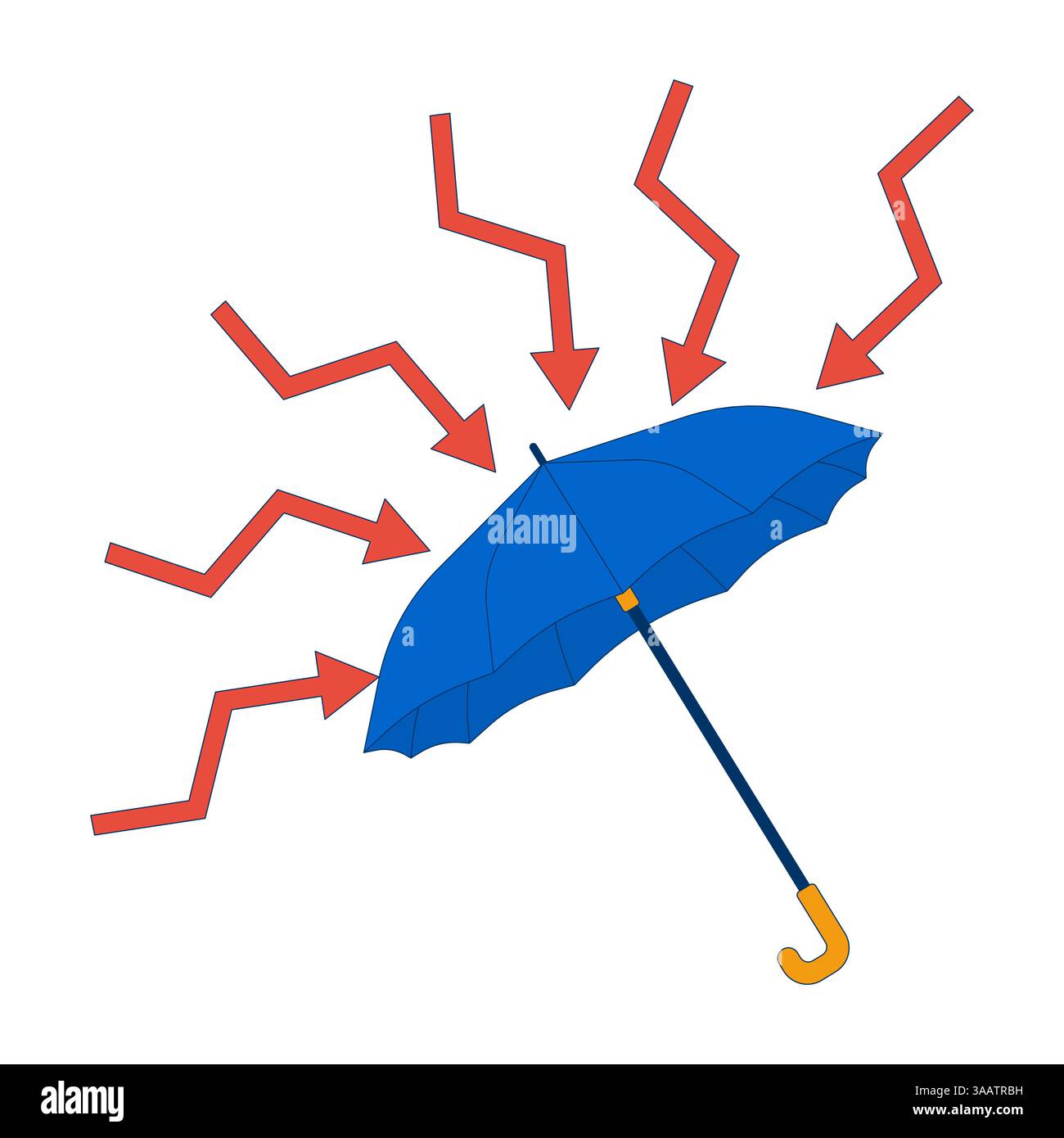 Umbrella protection from downward arrows 2D cartoon object Stock Vector ...