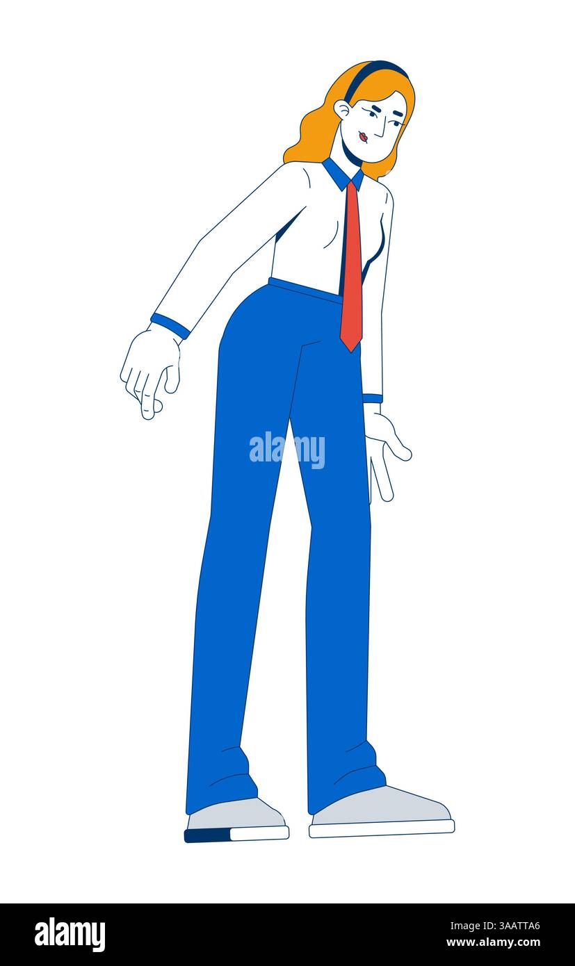 Displeased blonde businesswoman looking down in disappointment 2D ...