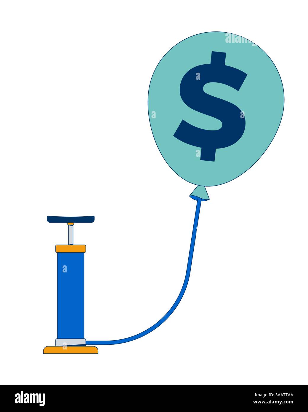 Inflation concept with dollar balloon and pump 2D cartoon object Stock ...