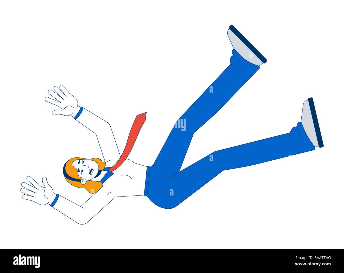Falling blonde businesswoman with shocked expression 2D cartoon ...