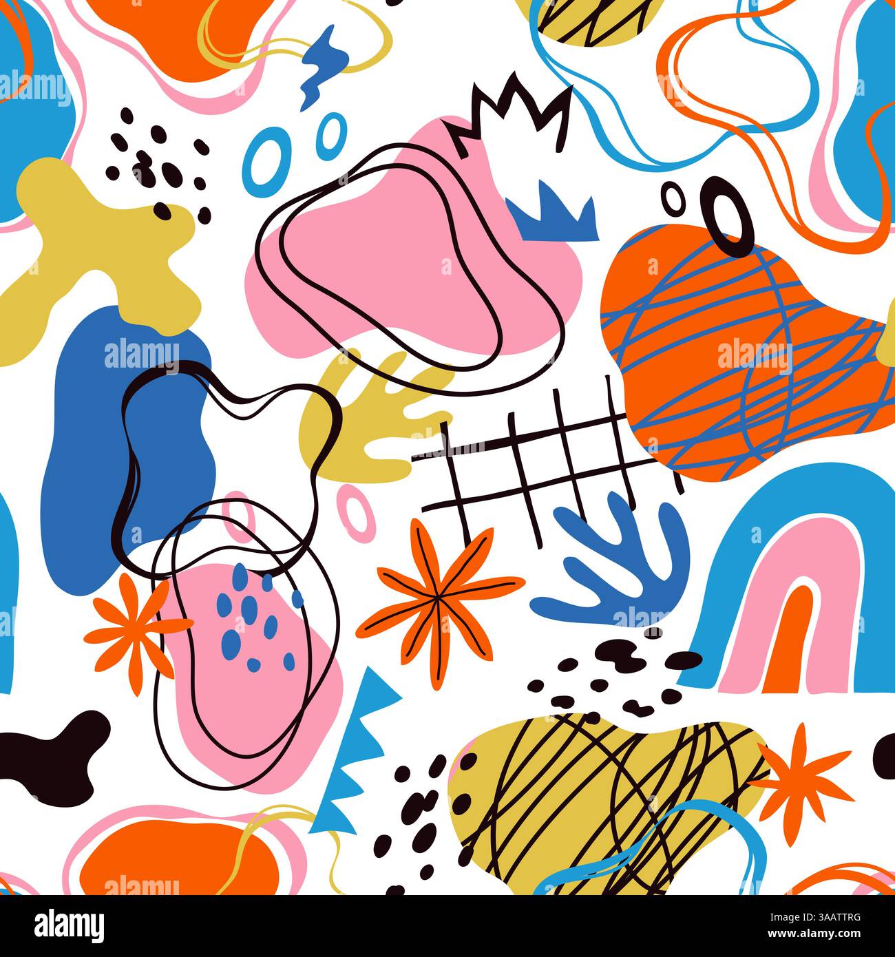 Colorful abstract seamless pattern. Irregular random shapes collage ...