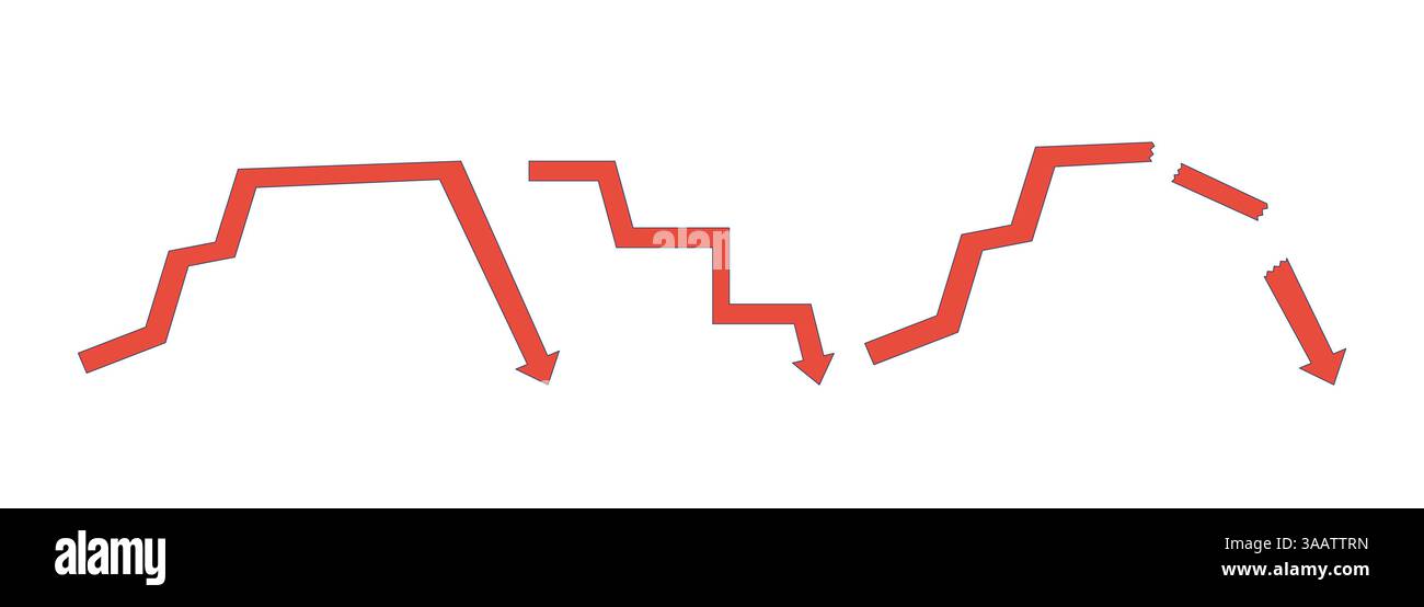 Falling financial arrows jagged downward 2D cartoon objects set Stock Vector Image & Art - Alamy