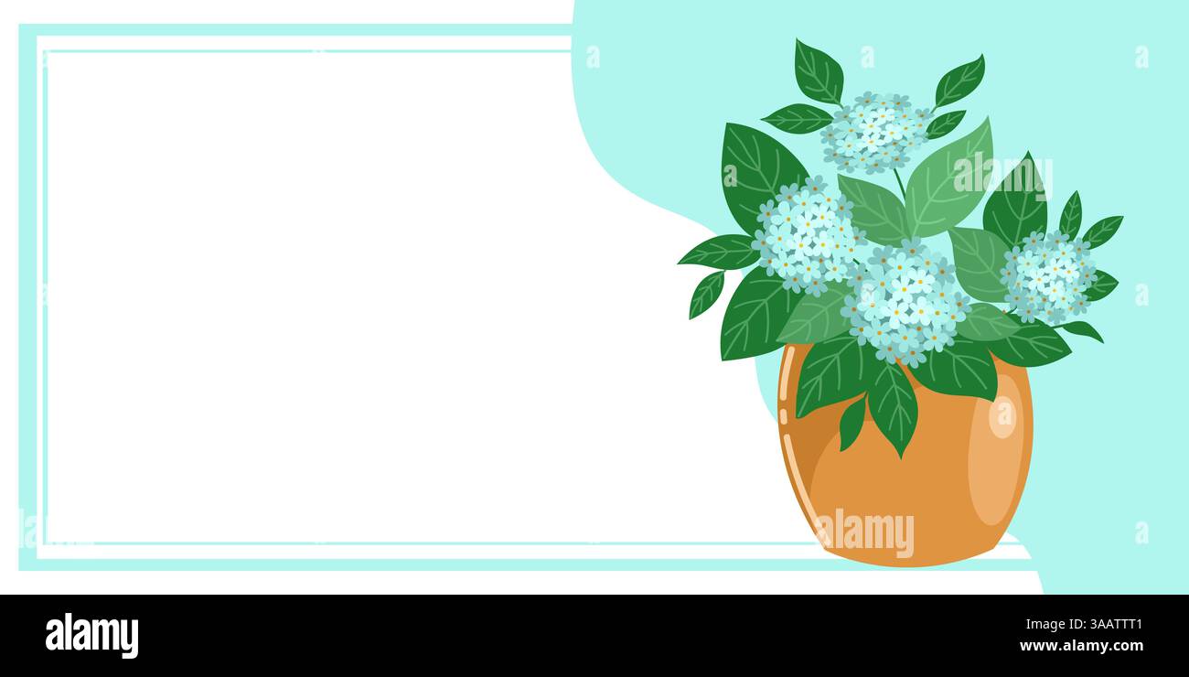Banner of Hydrangea in a Vase Vector Illustration Stock Vector Image ...