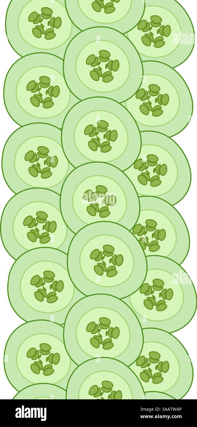 Cucumber slice horizontal seamless border. Vector flat illustration ...