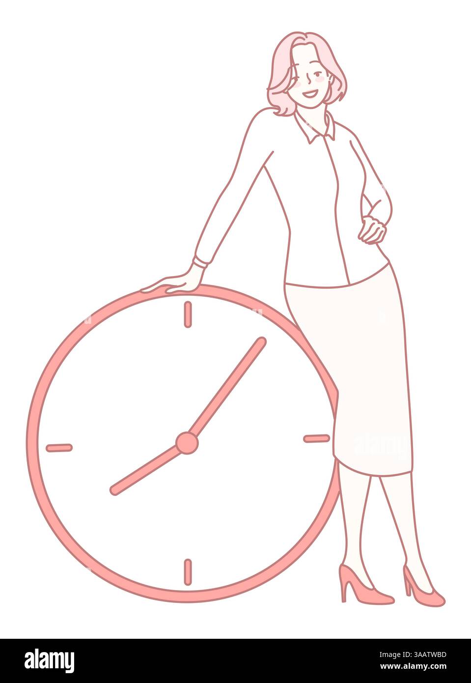 Visual Representation of a Business Woman Managing Time with a Clock ...
