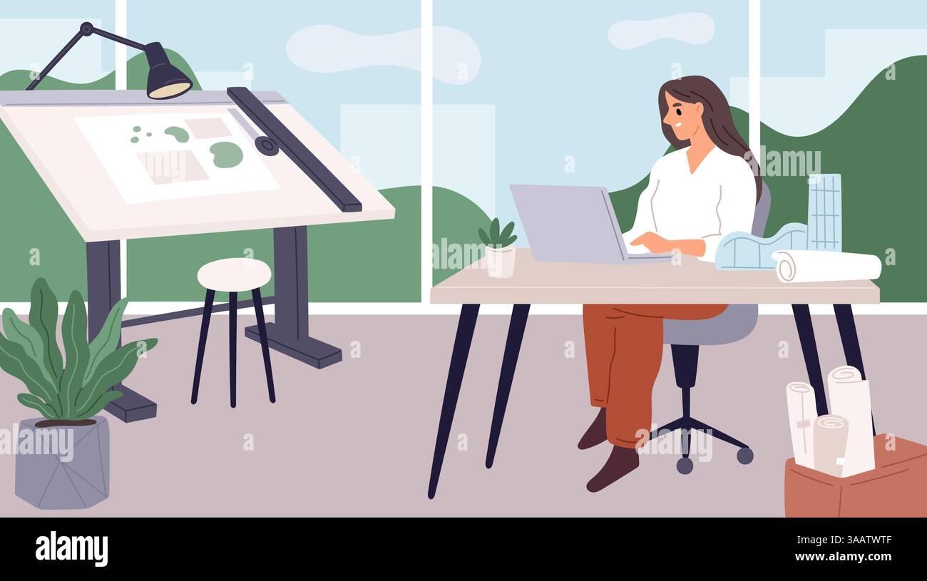 Engineer drawing house in Stock Vector Images - Alamy