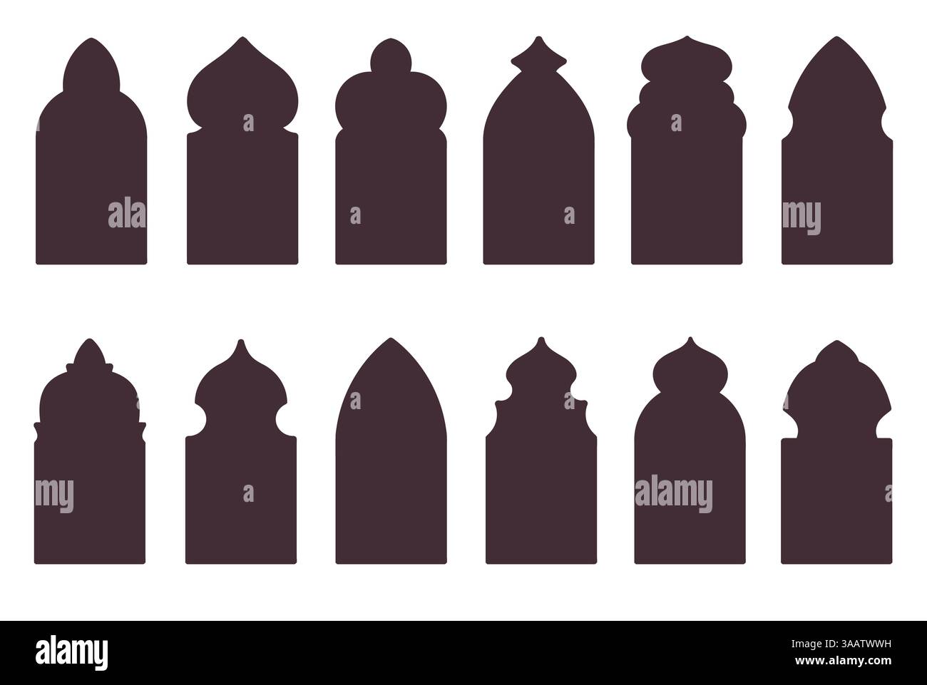 Islamic window shapes. Oriental traditional doors and arches ...