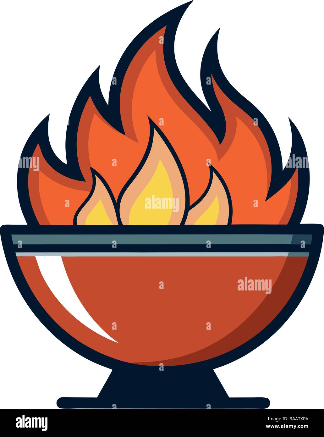 Flaming barbecue bowl illustration Stock Vector Image & Art - Alamy