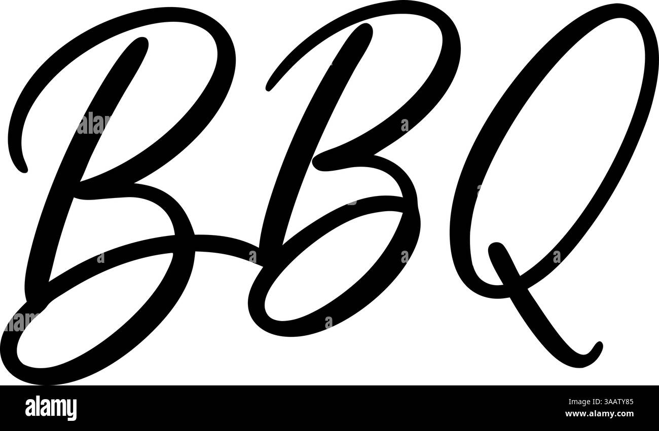 Black handwritten calligraphy text "BBQ" isolated on white background ...