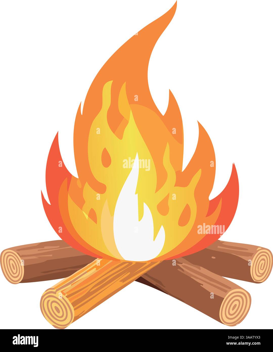 Campfire with burning logs illustration Stock Vector Image & Art - Alamy