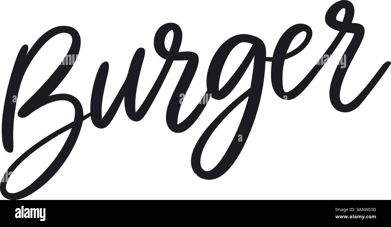 Handwritten burger text in black script Stock Vector Image & Art - Alamy