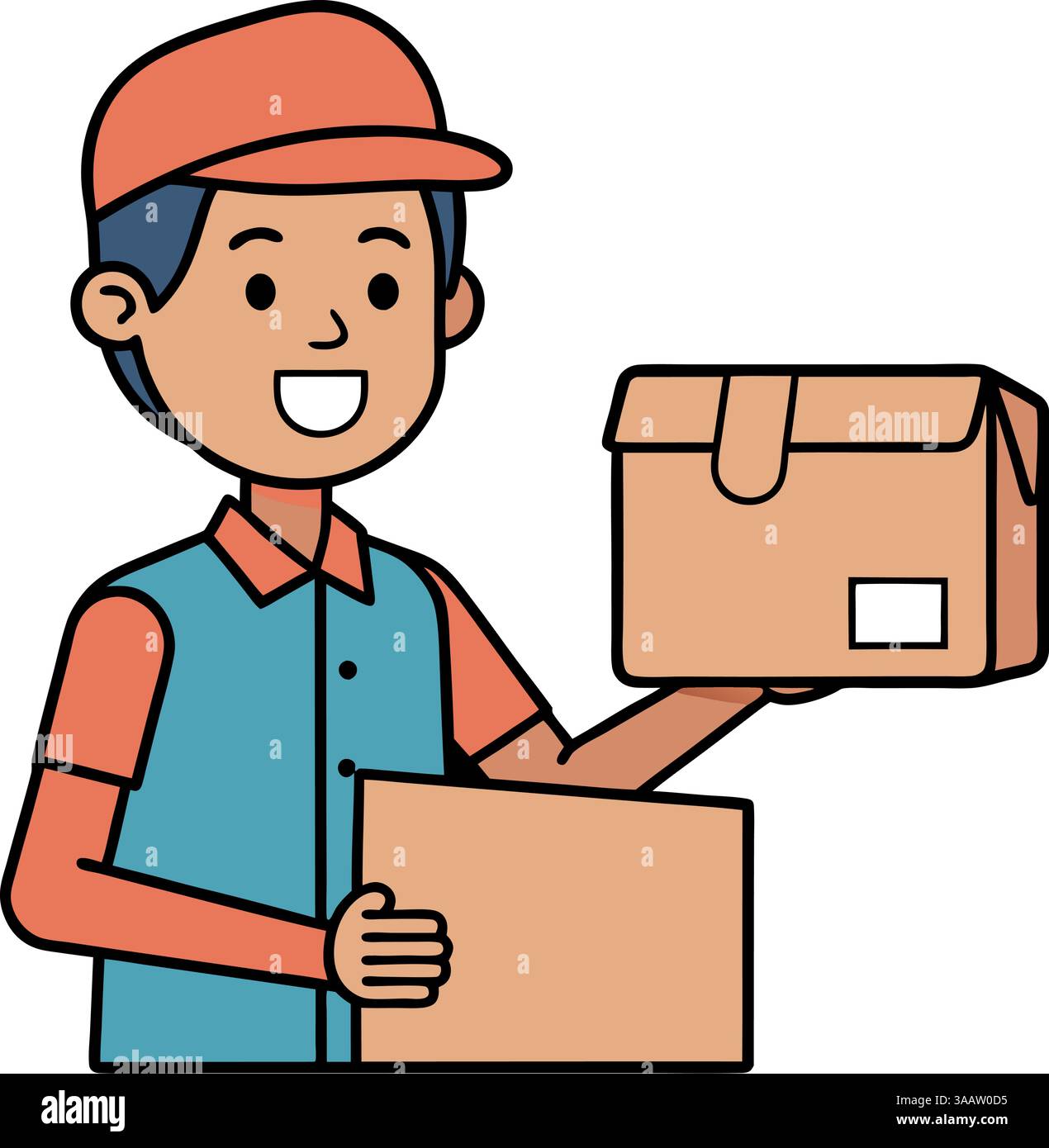 Happy smiling delivery service worker Stock Vector Images - Alamy