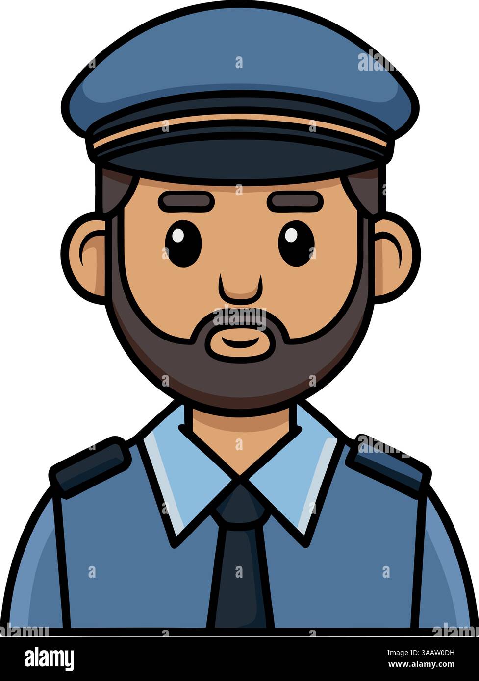 Male security guard in blue uniform illustration Stock Vector Image ...