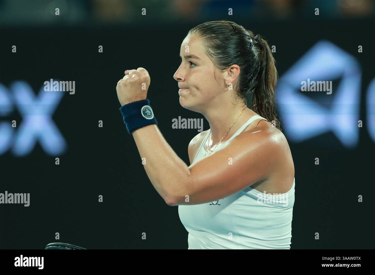British tennis player Jodie Burrage (GBR) celebrating at the Australian ...