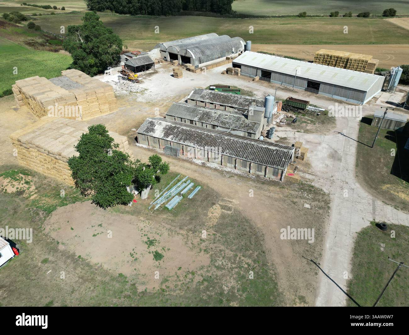 aerial view of WW2 Military Architecture, Former RAF Lissett WW2 bomber ...