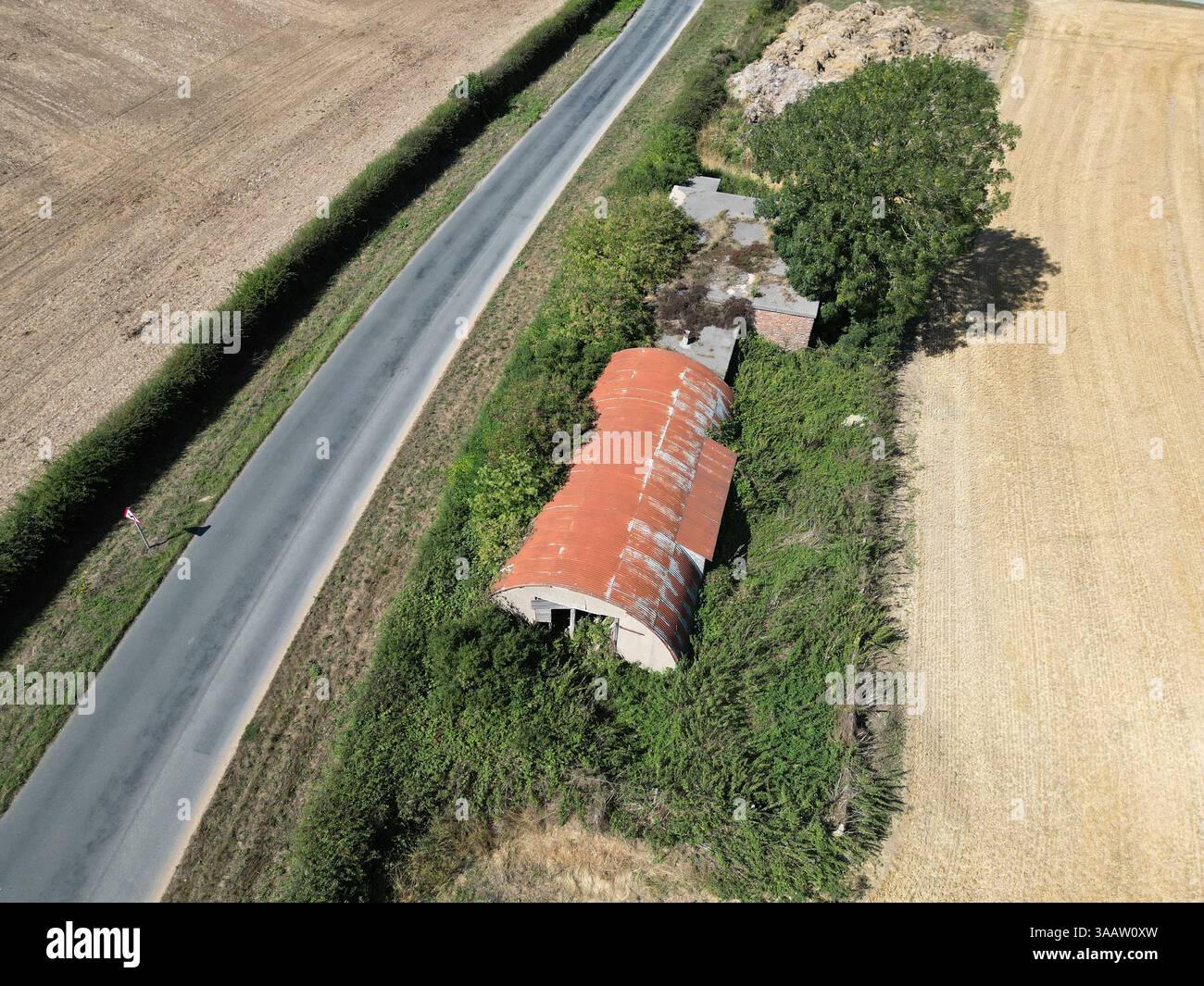 aerial view of WW2 Military Architecture, Former RAF Lissett WW2 bomber ...