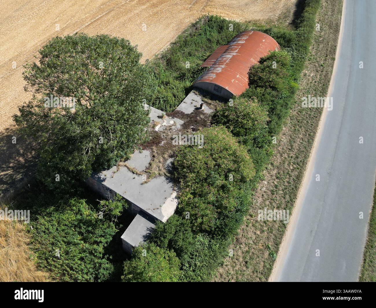 aerial view of WW2 Military Architecture, Former RAF Lissett WW2 bomber ...