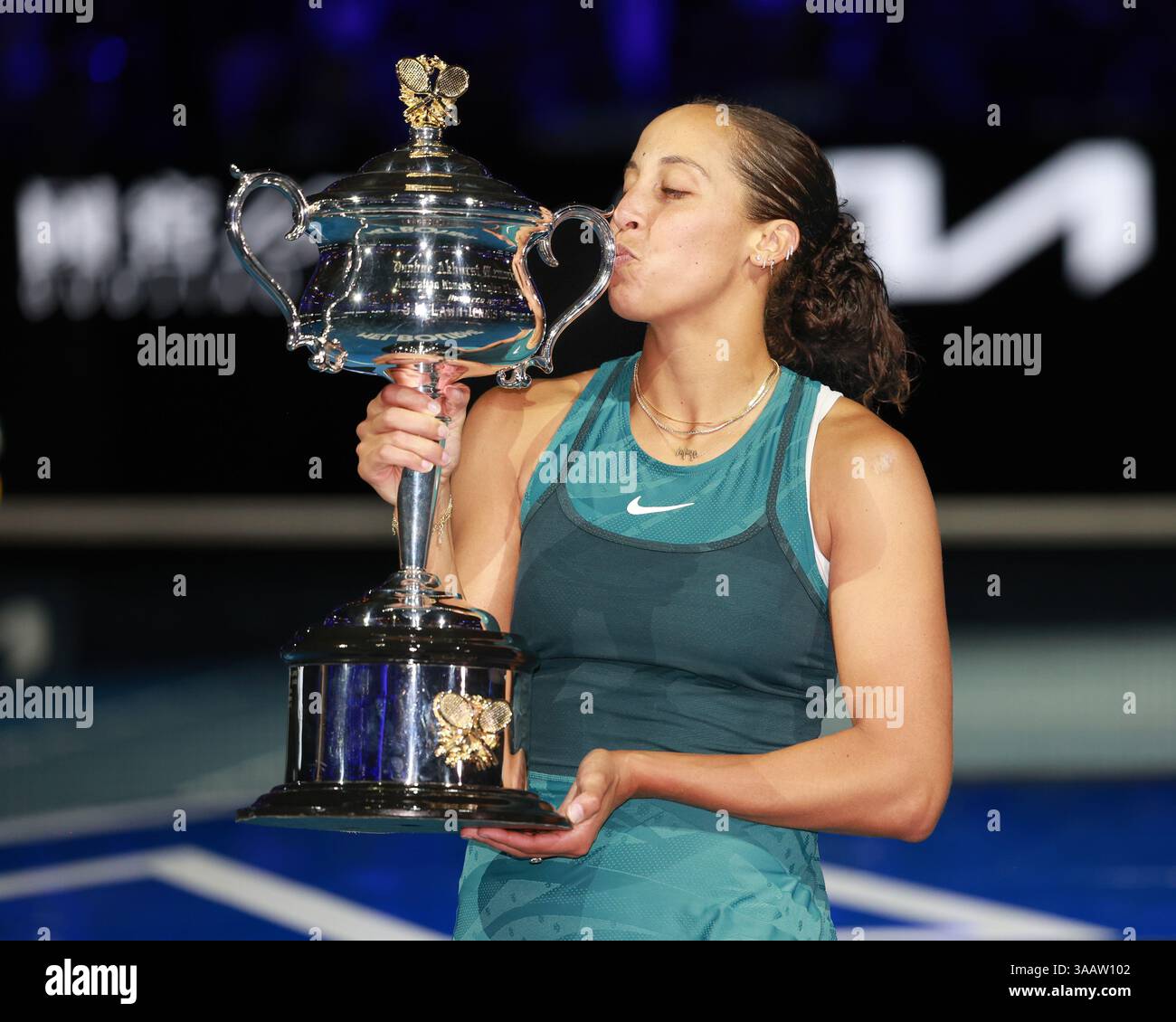 Winner of the Australian Open 2025 Madison Keys (USA) kissing the ...