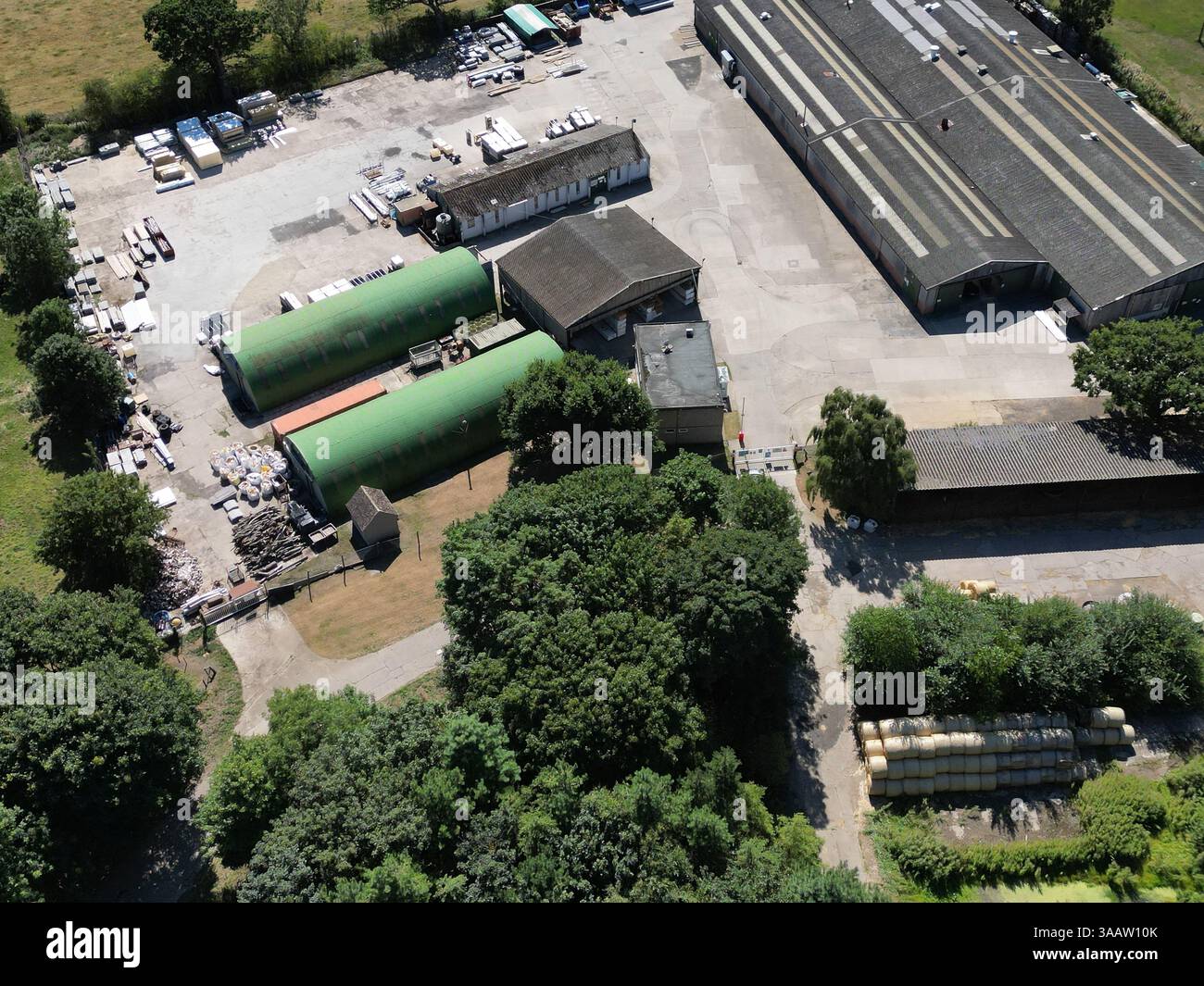 aerial view of WW2 Military Architecture, Former RAF Lissett WW2 bomber ...