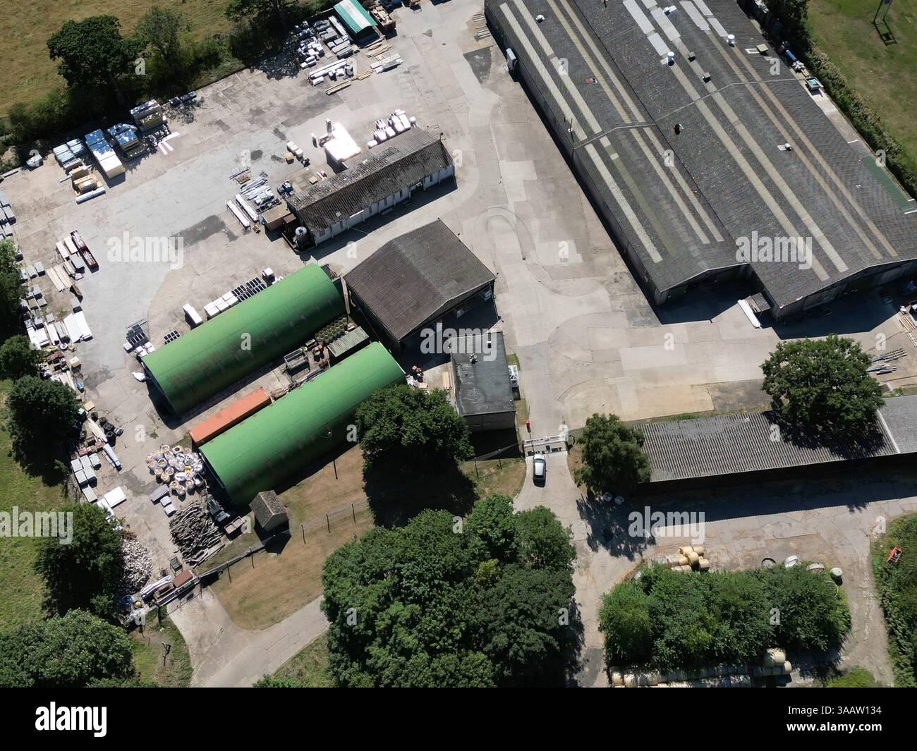 aerial view of WW2 Military Architecture, Former RAF Lissett WW2 bomber ...