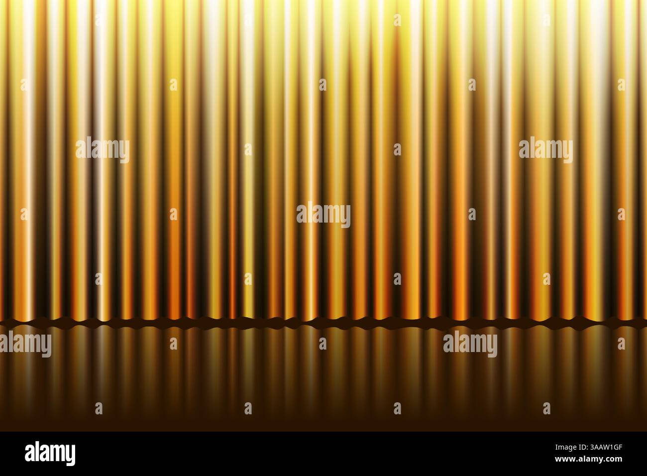 Realistic golden curtain bg on stage. Silky drapery with soft folds ...