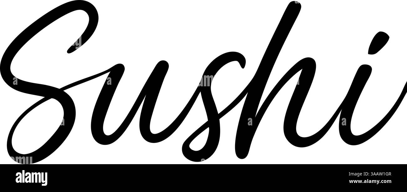Handwritten sushi text in black script Stock Vector Image & Art - Alamy