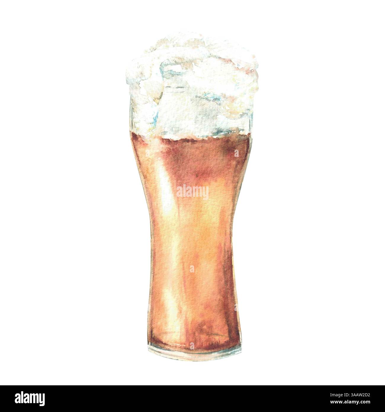 A glass of Beer. Foamy beer drinks, pint of light golden alcoholic ...