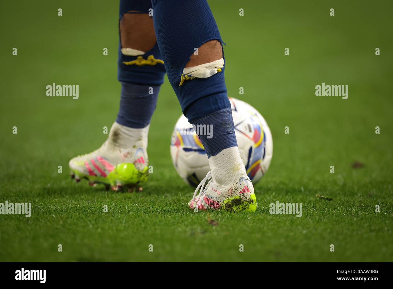 Turin, Italy, 29th March 2025. The Adidas Predator new colourway boots ...