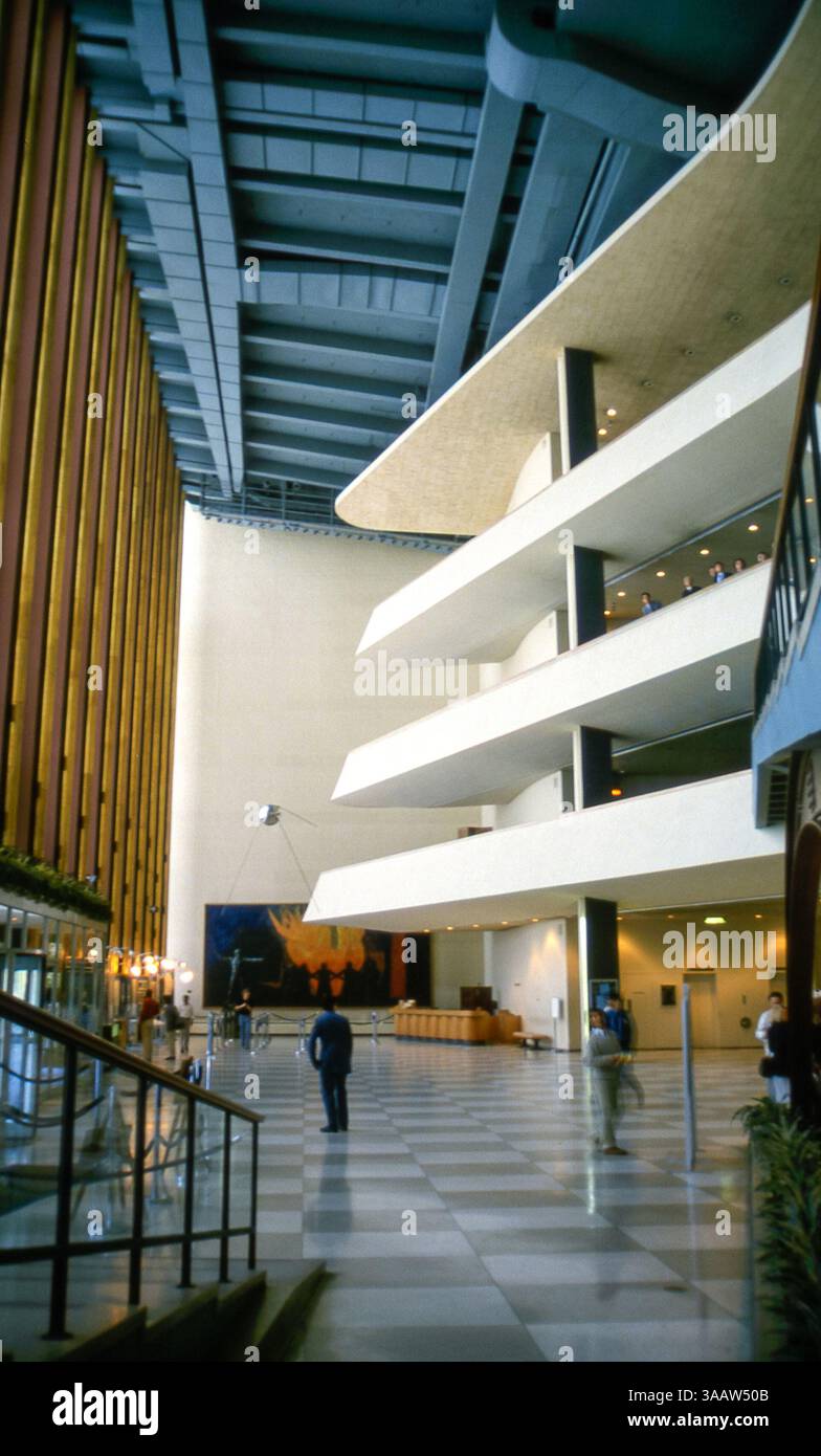 Interior of the United Nations Secretarial Building photographed in ...