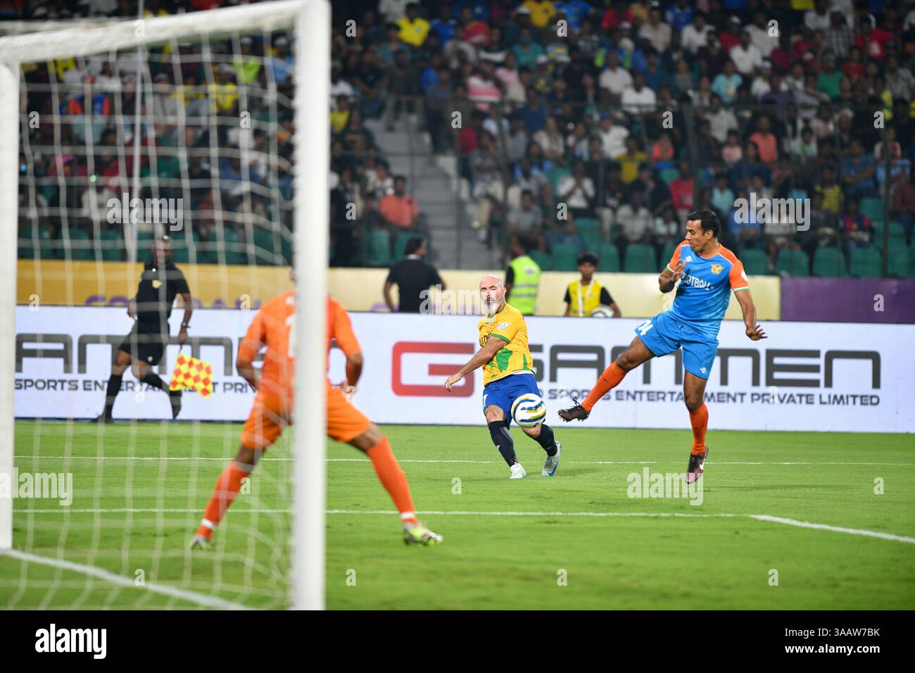 Chennai, India. 30th March, 2025. Brazil Legends Triumph Over India All-Stars 2 - 1 in Thrilling ...