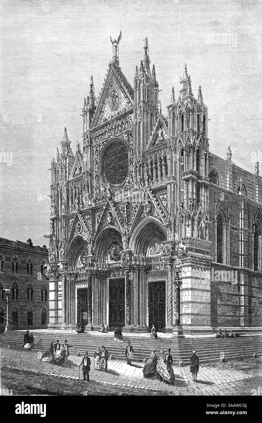 Front Facade with Gothic Entrance and Arches to Siena Cathedral (1196 ...