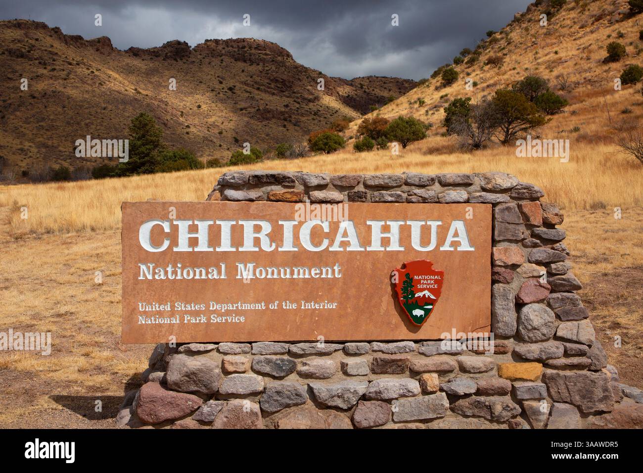 Entrance sign, Chiricahua National Monument, Arizona Stock Photo - Alamy