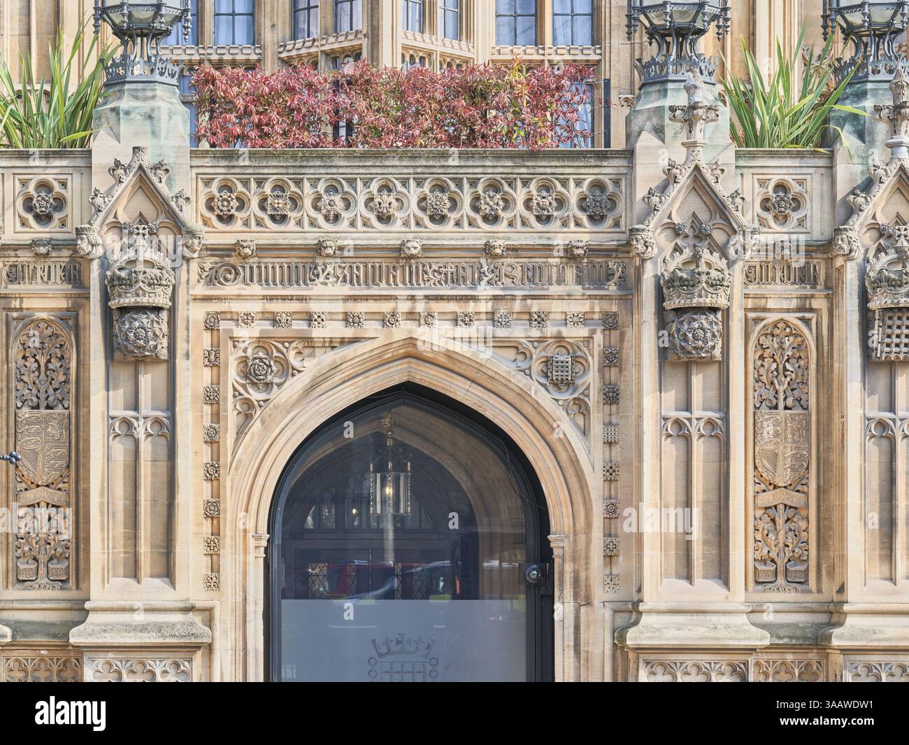 Entrance to the House of Lords, Houses of Parliament, London, England ...