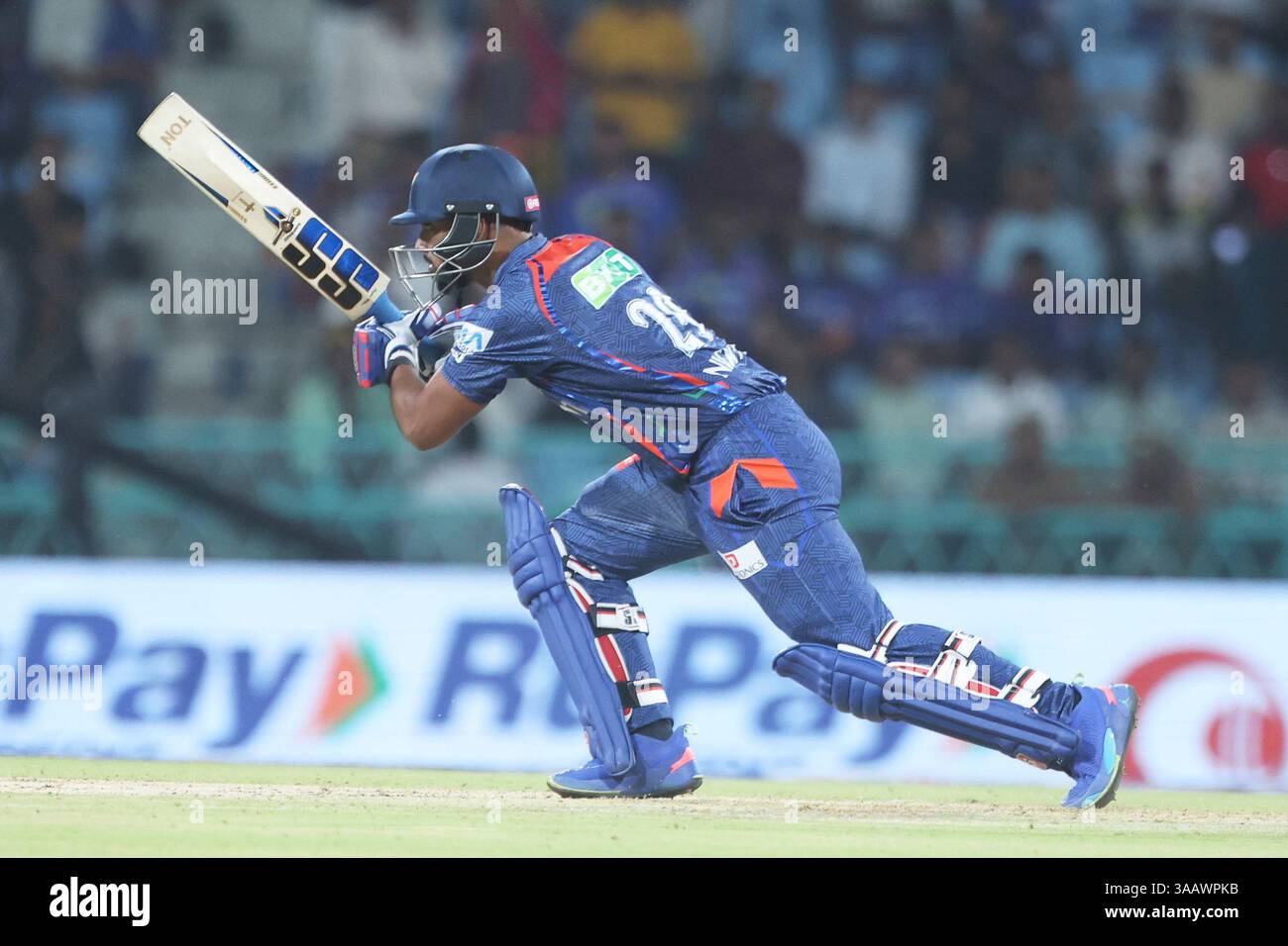 Lucknow Super Giants' Nicholas Pooran plays a shot during the Indian ...