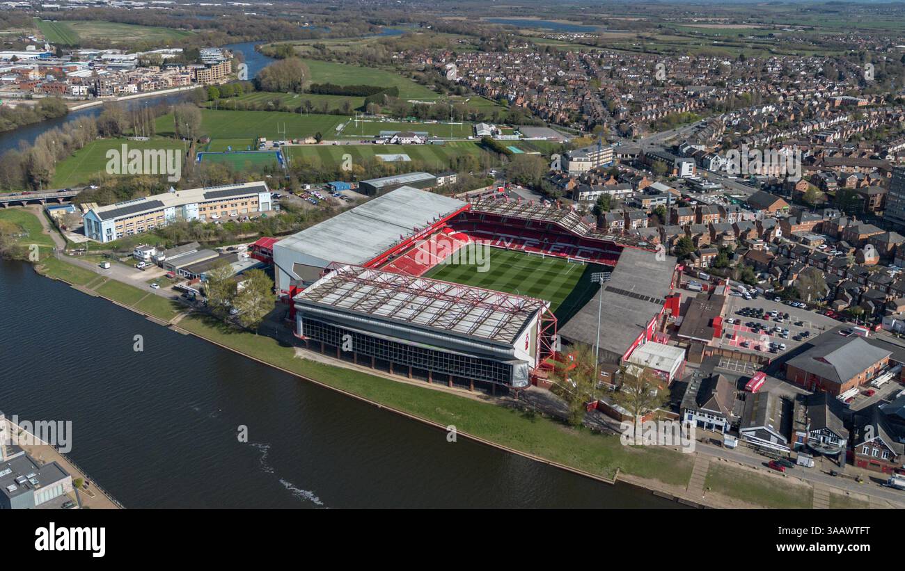 An Aerial View Of City Ground During The Premier League Match