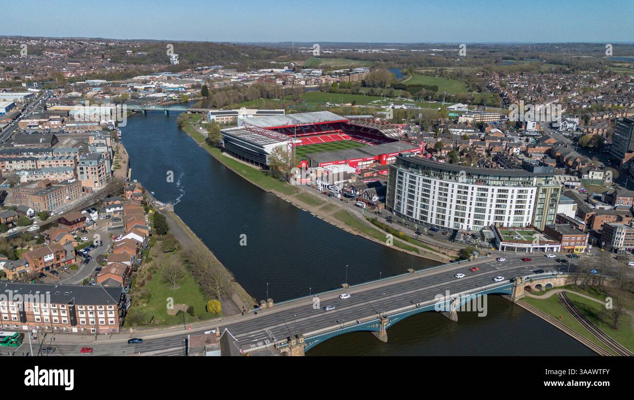 An aerial view of City Ground during the Premier League match ...