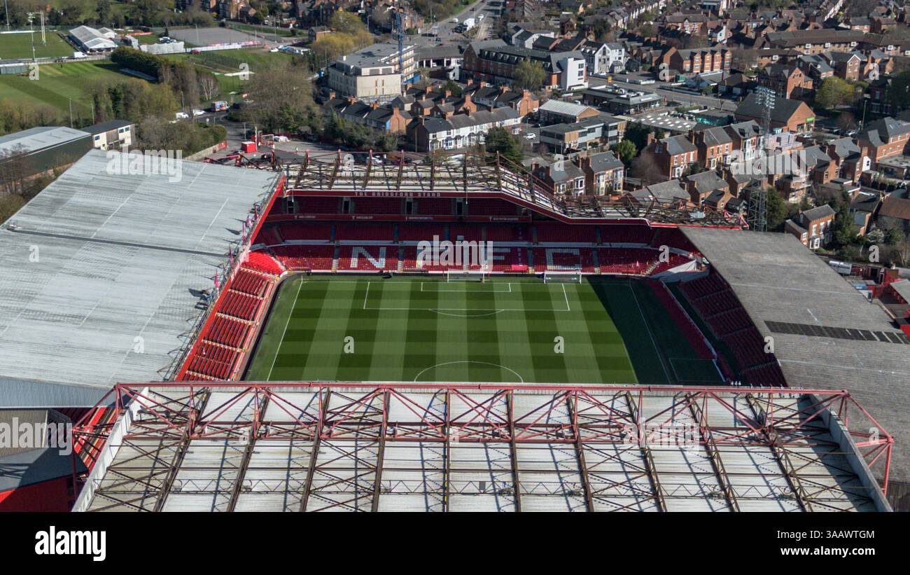 An aerial view of City Ground during the Premier League match ...