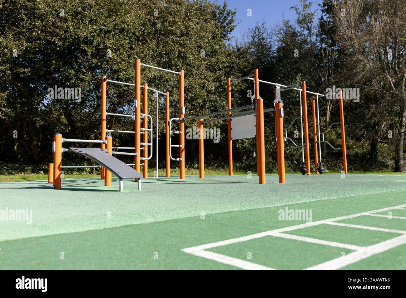 outdoor calisthenics park with various exercise equipment promotes ...